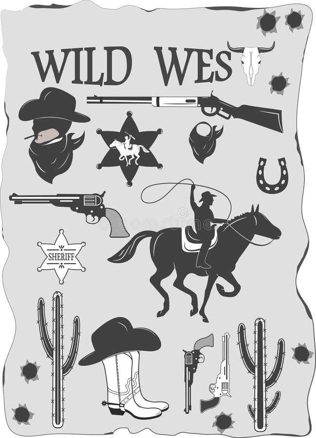 Vintage Rodeo Elements Set Stock Illustrations – 215 Vintage Rodeo ...