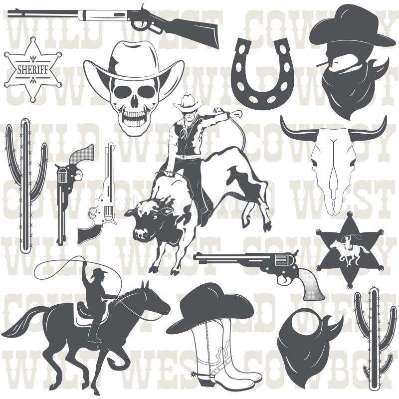 Vintage Rodeo Elements Set Stock Illustrations – 215 Vintage Rodeo ...