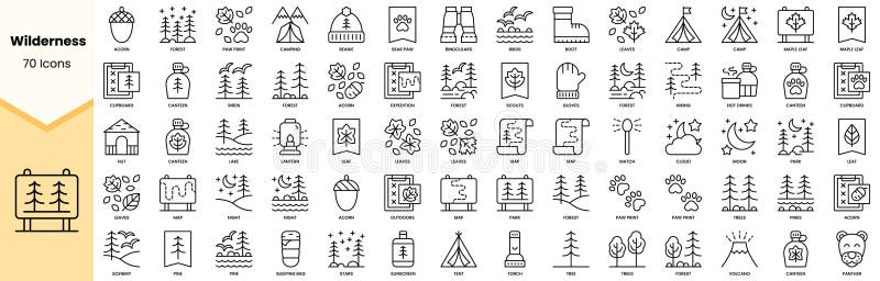 Set of Wilderness Icons. Simple Line Art Style Icons Pack Stock Vector ...
