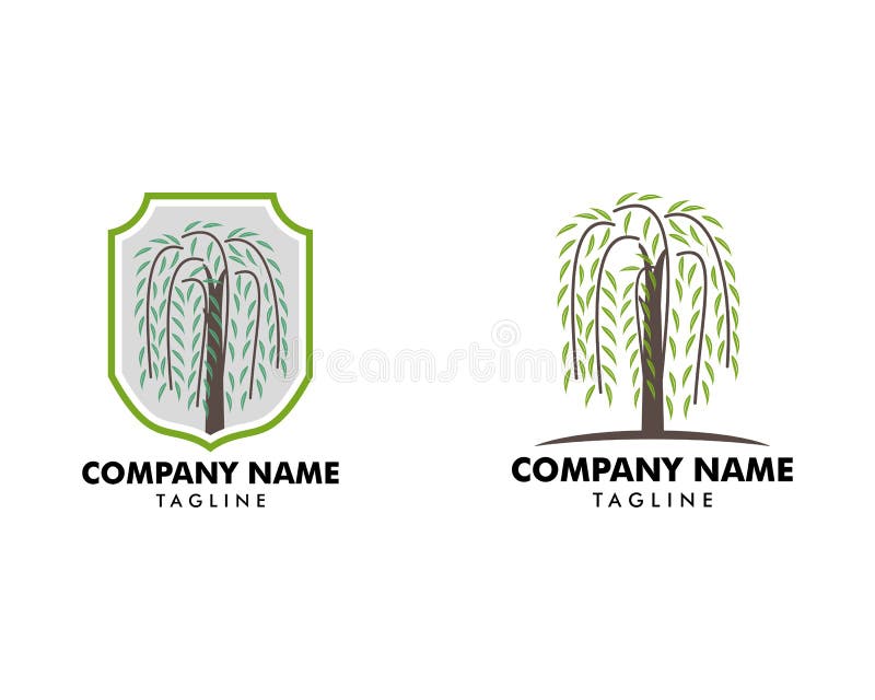Set of Willow Tree Symbol Logo Vector Stock Vector - Illustration of ...