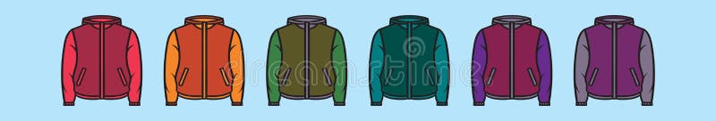 Set of Wind Breaker Cartoon Icon Design Template with Various Models ...