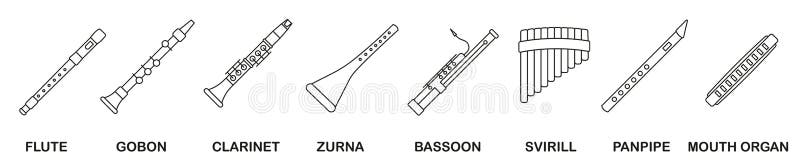 Set of Wind Musical Instruments. Wind Musical Instruments with the Name ...
