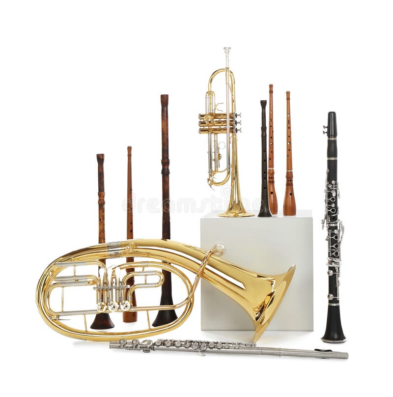 Set of Wind Musical Instruments on White Background Stock Photo - Image ...