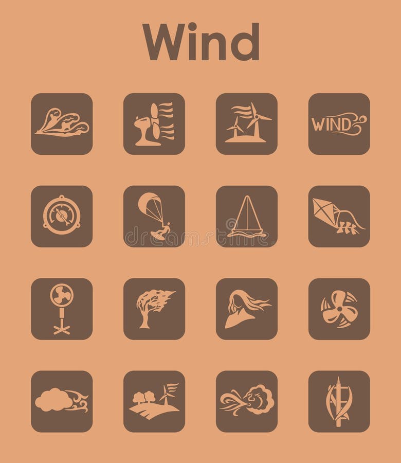 Set of wind simple icons stock vector. Illustration of flow - 90869700