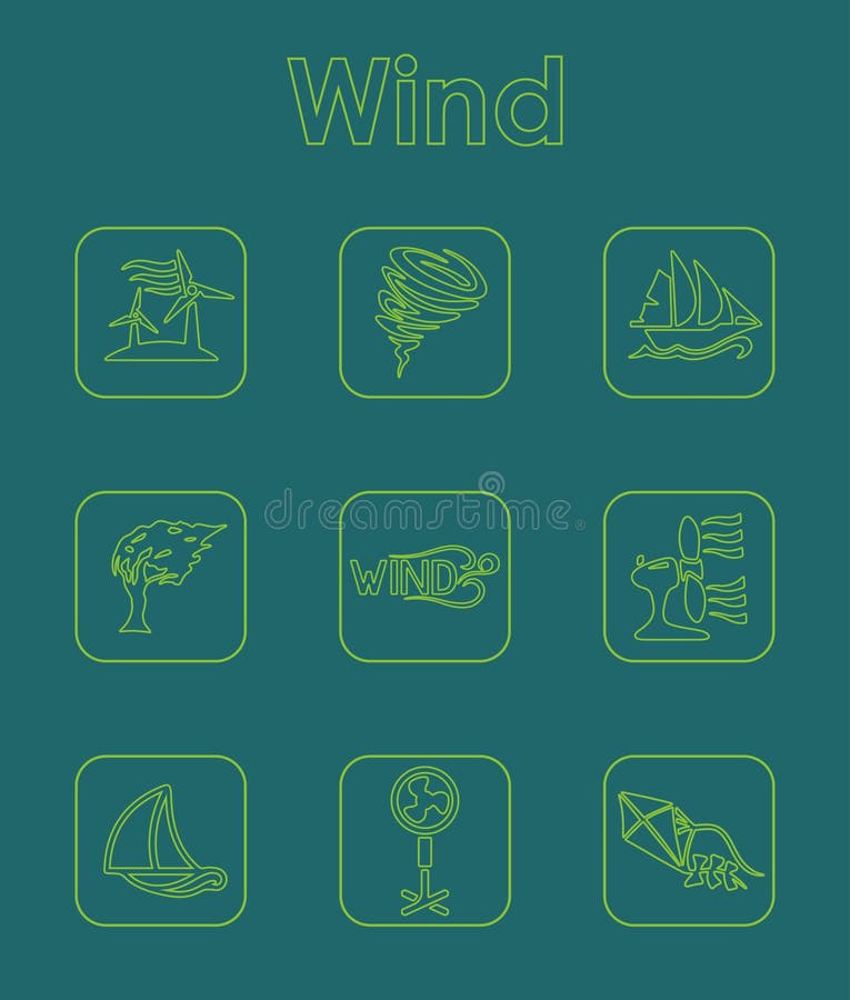 Set of wind simple icons stock vector. Illustration of monsoon - 58348170