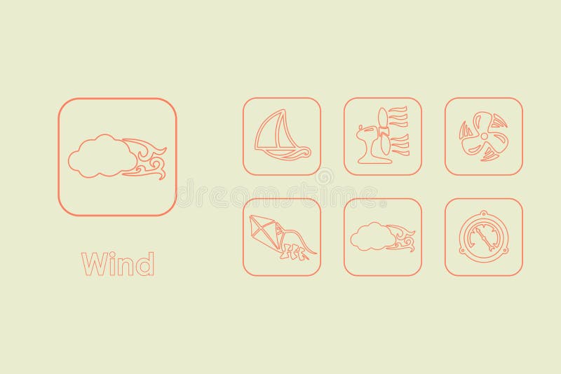 Set of wind simple icons stock vector. Illustration of element - 65850300