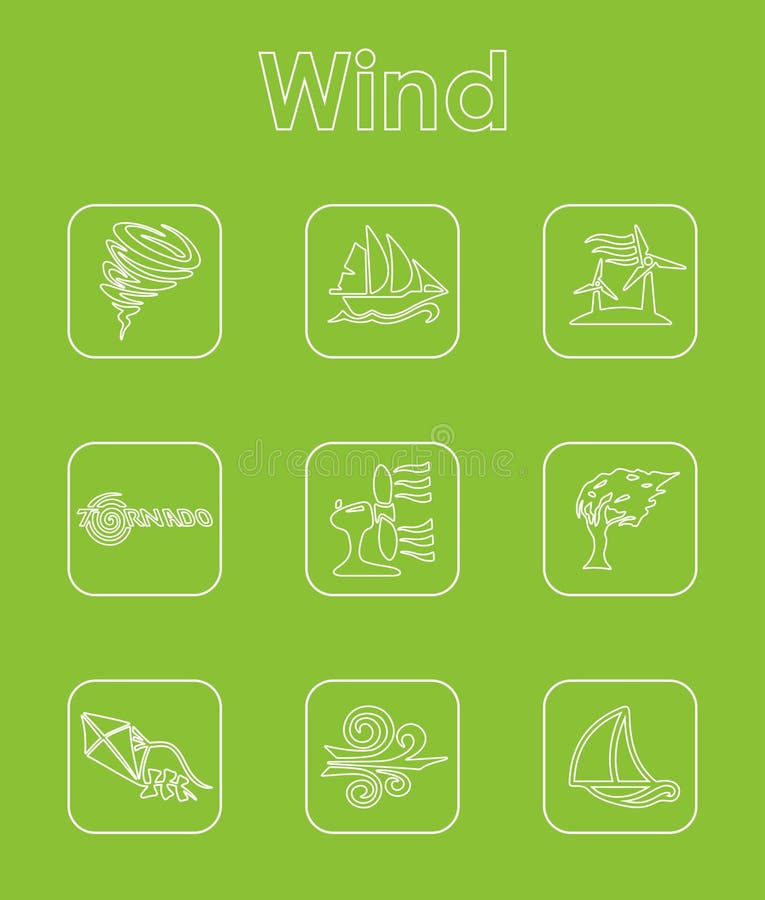 Set of wind simple icons stock vector. Illustration of flow - 79127767