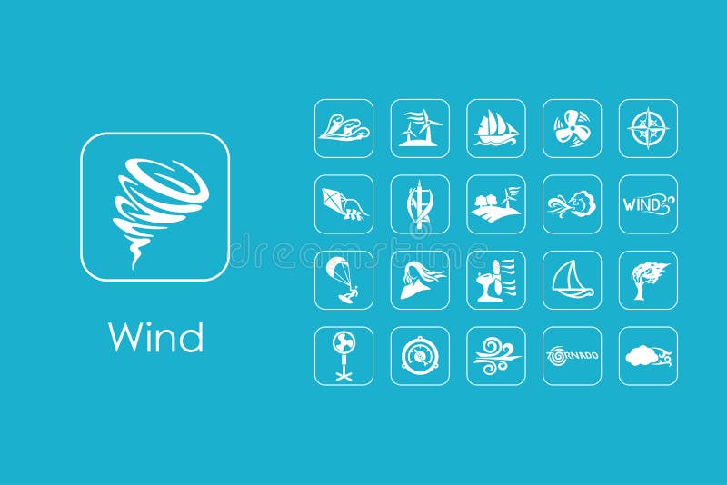 Set of wind simple icons stock vector. Illustration of flow - 90869700