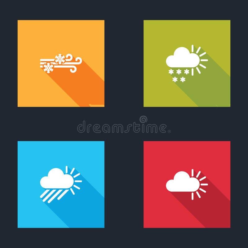 Set Wind and Snow, Cloudy with, Rain Sun and Icon. Vector Stock Vector ...