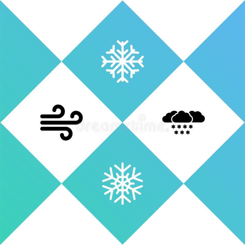 Set Wind, Snowflake, and Cloud with Snow Icon. Vector Stock ...