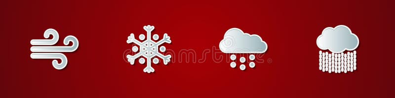 Set Wind, Snowflake, Cloud with Snow and Rain Icon. Vector Stock Vector ...