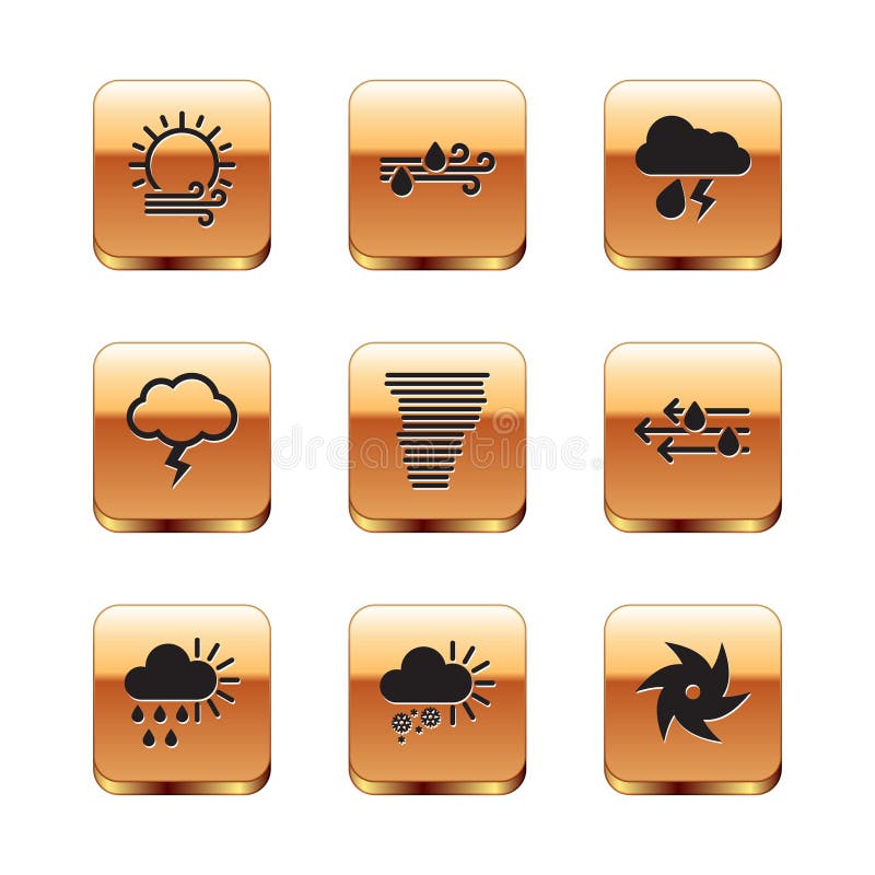 Set Wind and Sun, Cloudy with Rain, Snow, Tornado, Storm, Lightning ...