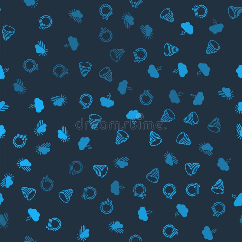 Set Wind and Sun, Tornado, Storm and Cloudy with Rain on Seamless ...