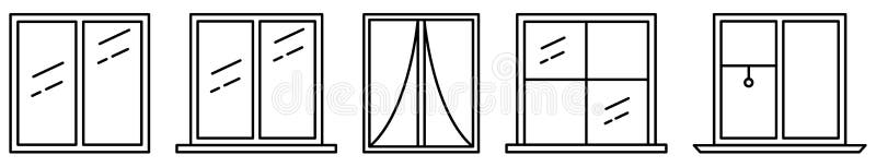 Set of window line icons stock vector. Illustration of symbol - 263080176