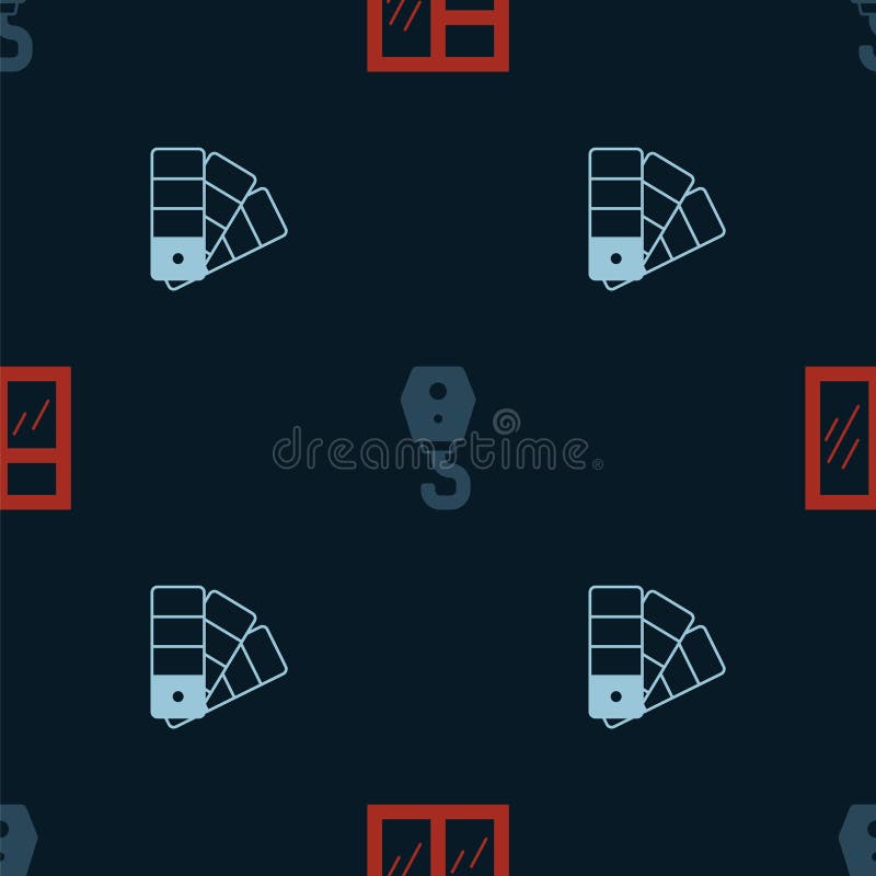 Set Window in Room, Crane Hook and Color Palette Guide on Seamless ...