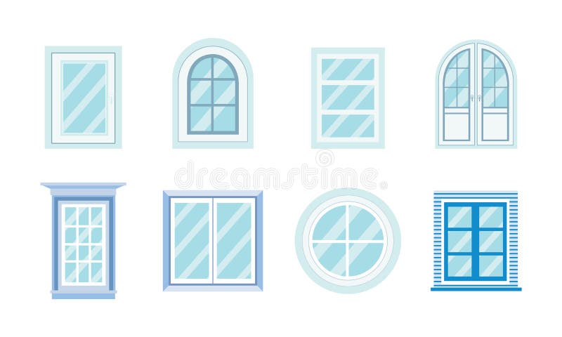 Set of Windows Different Shapes,materials and Colors. Stock Vector ...