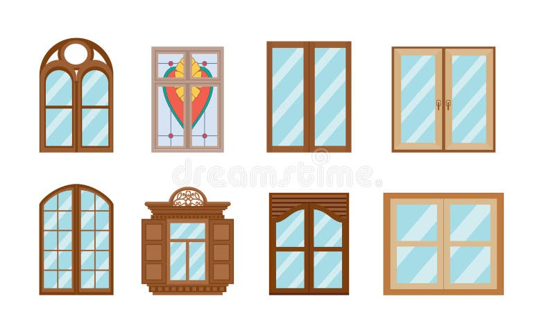 Set of Windows Different Shapes,materials and Colors. Stock Vector ...