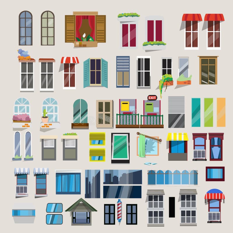 Set of windows - stock illustration. Illustration of concept - 65812771