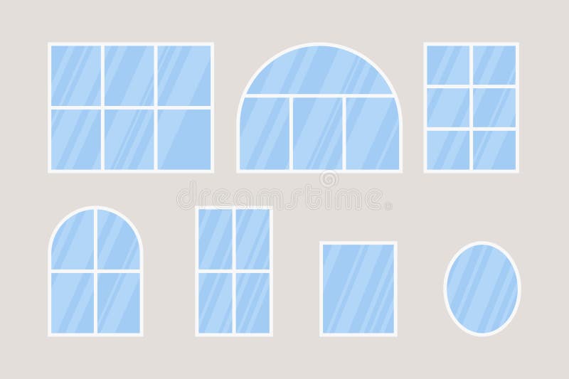 Set of windows stock vector. Illustration of frame, indoor - 271898836