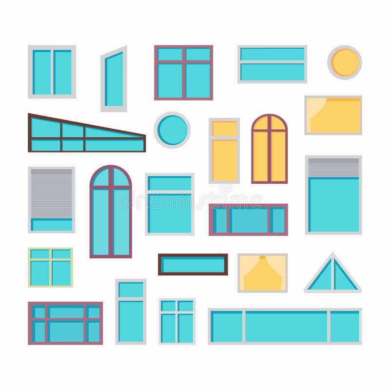 Set of Windows Vector Illustrations in Flat Style. Stock Vector ...