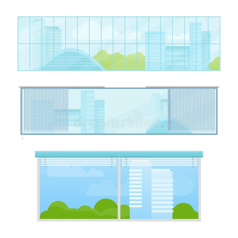 Set of Windows Vector Illustrations in Flat Style. Stock Vector ...