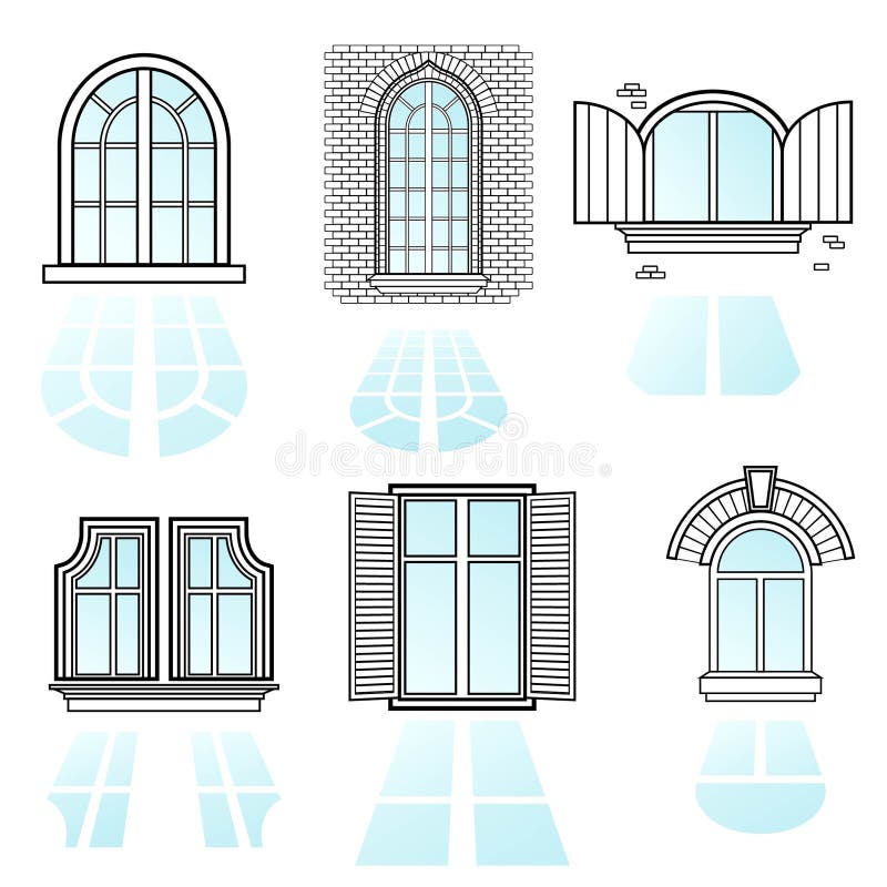 A set of windows vector2 stock vector. Illustration of city - 83668399