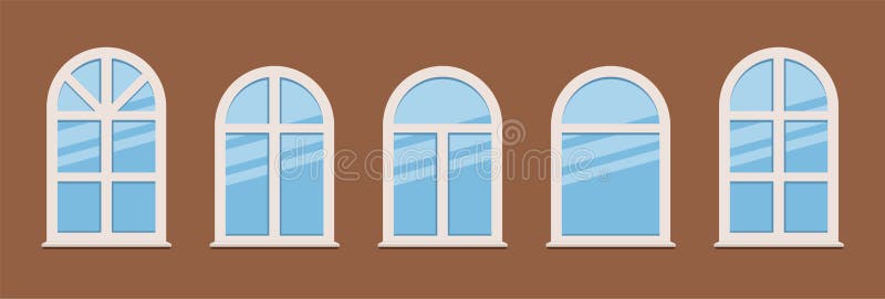 Set Windows in White Frames. Round Windows Icon. Collection Various ...