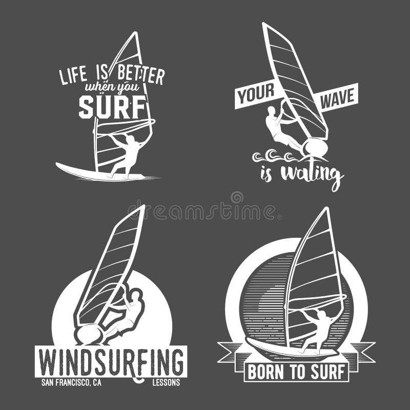 Set of Windsurfing Badges and Logos Stock Vector - Illustration of ...
