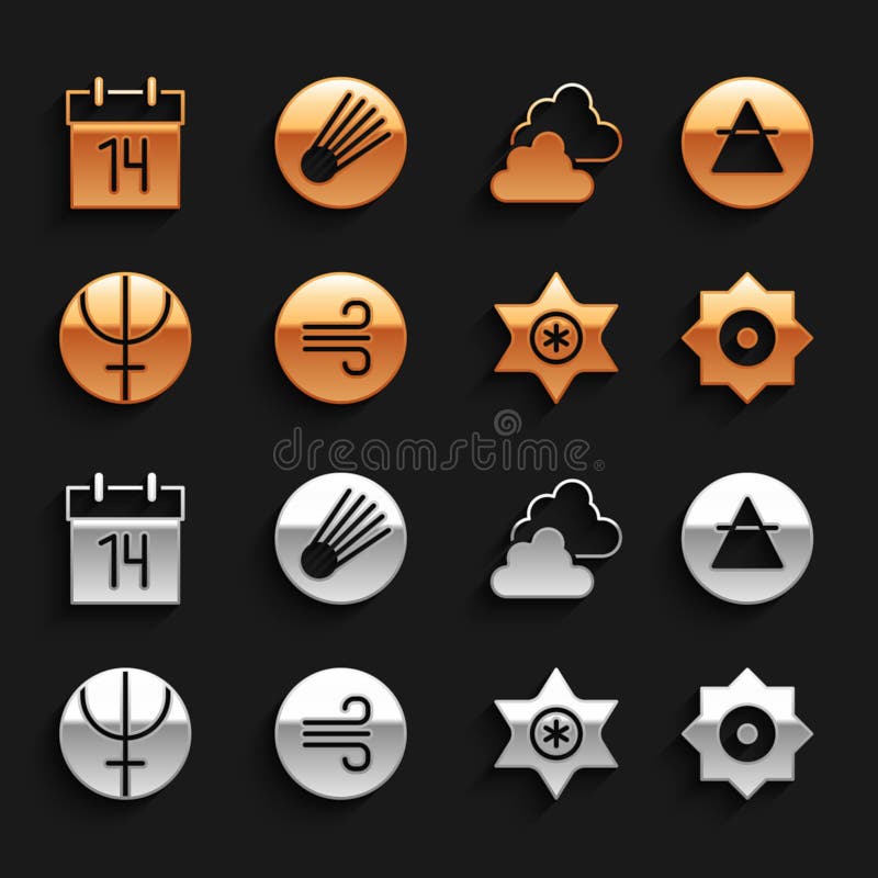 Set Windy Weather, Air Element, Falling Star, Neptune Planet, Cloudy ...