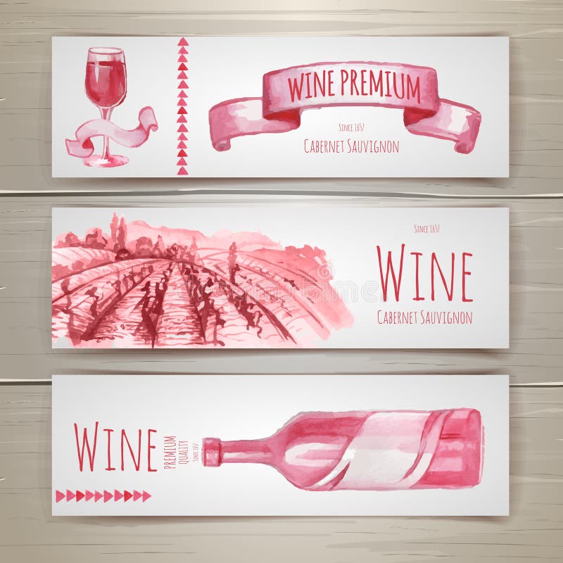 Set of Wine Banners and Labels Design Stock Vector - Illustration of ...