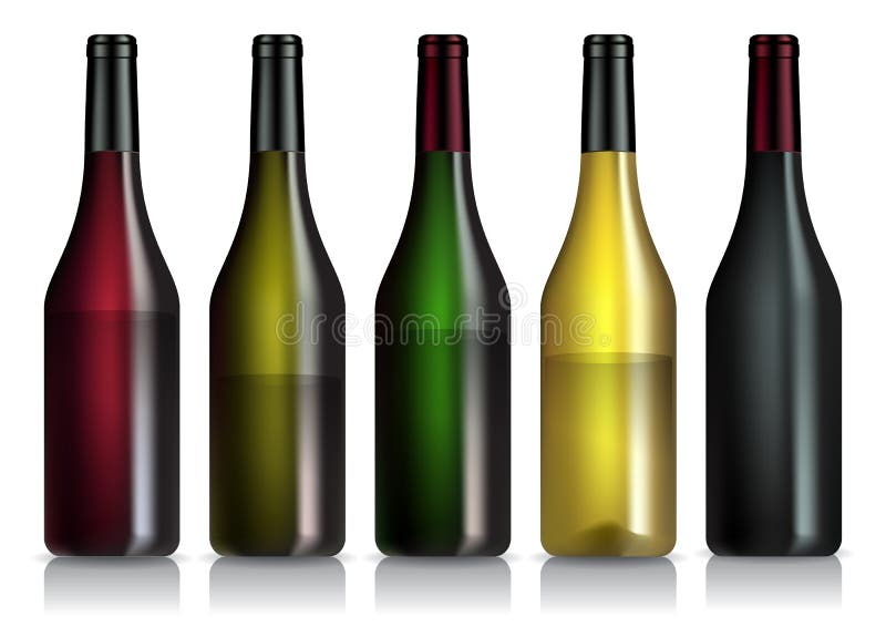 Set of wine bottles. stock vector. Illustration of glass - 60900896
