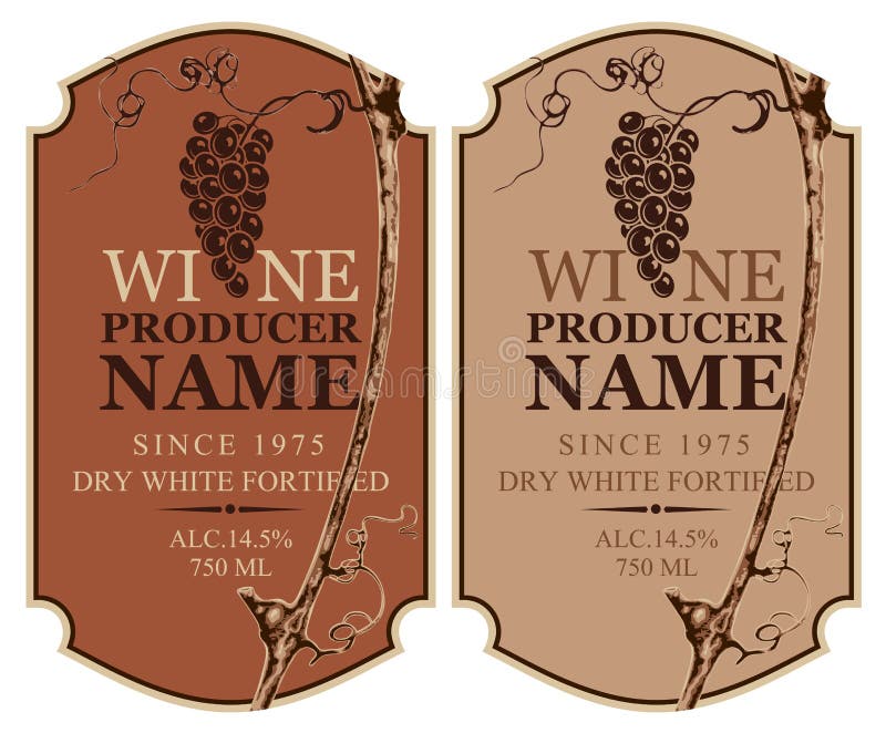 Set of Wine Labels with Grape Vine and Grape Bunch Stock Vector ...