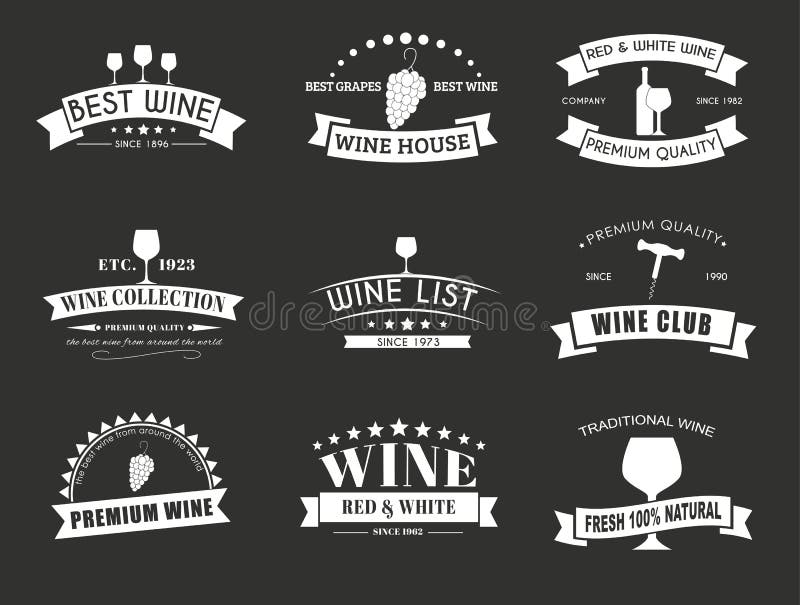 Set of Wine Logos with Ribbons Stock Vector - Illustration of symbol ...