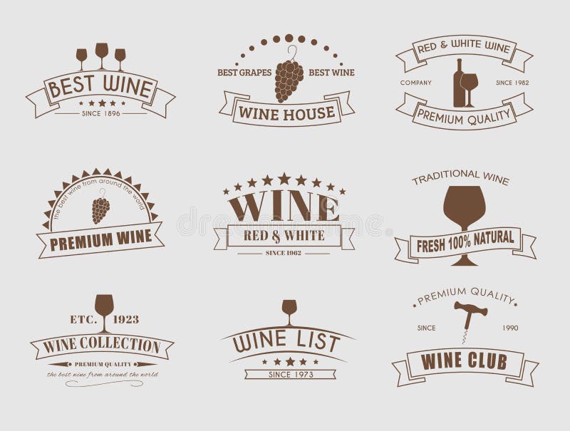 Set of Wine Logos with Ribbons Stock Vector - Illustration of symbol ...
