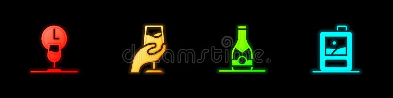 Set Wine Time, Tasting, Degustation, Champagne Bottle and Cardboard Box ...