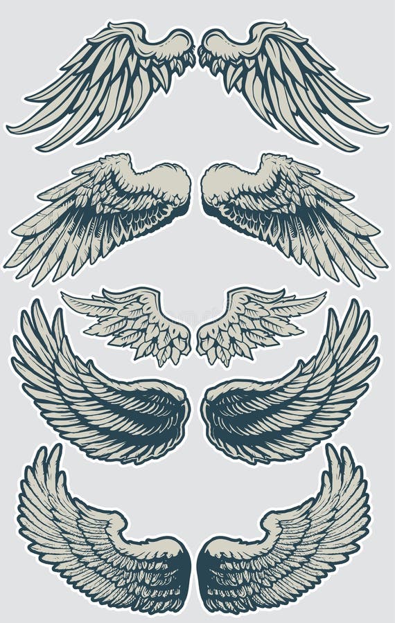 Heraldic wings set stock vector. Illustration of falcon - 33733912