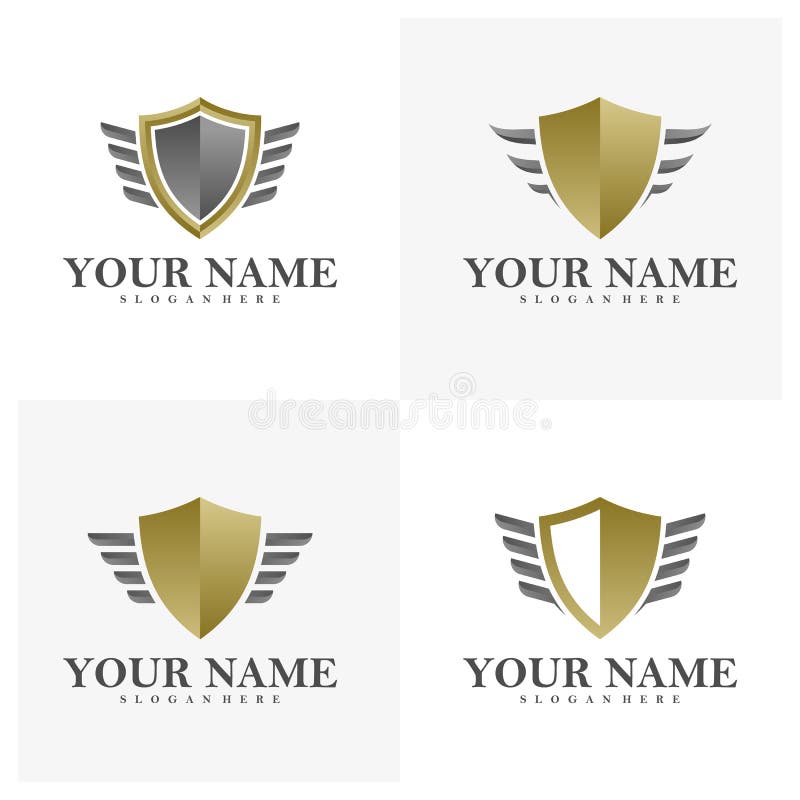 Set of Wing Shield Logo Vector Template, Creative Wings Logo Design ...