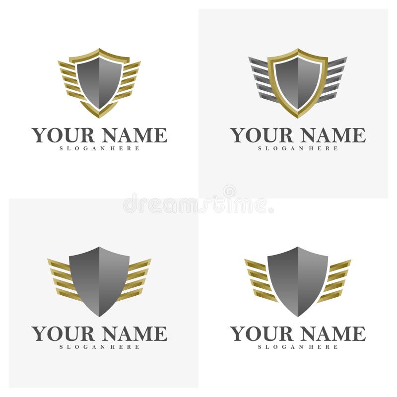 Set of Wing Shield Logo Vector Template, Creative Wings Logo Design ...