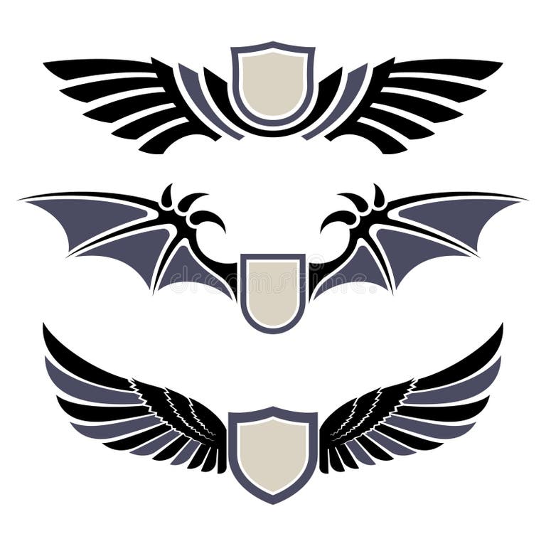 Set of Wing Signs Design Elements Stock Vector - Illustration of peace ...