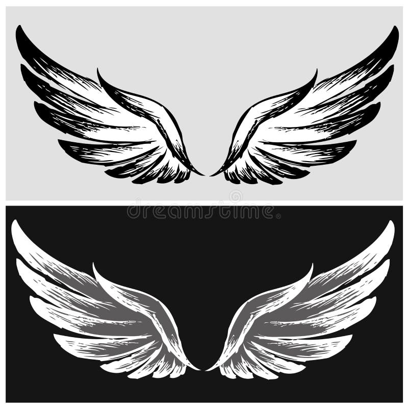 Set Wings,hand drawing stock vector. Illustration of clip - 65568103