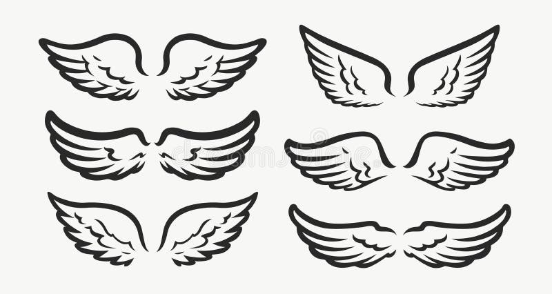 Set of Wings Icons. Design Elements for Logo, Label, Emblem Stock ...