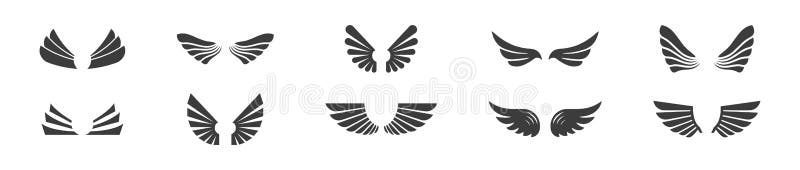 Set of Wings Icons. Wings. Different Shapes of Wing Collection. Vector ...