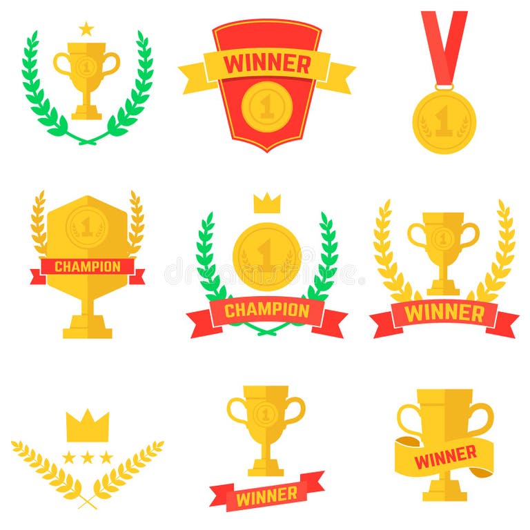 Set of Winner, Champion Labels and Badges Stock Vector - Illustration ...