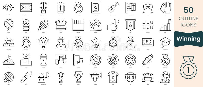 Set of Winning Icons. Thin Linear Style Icons Pack Stock Vector ...