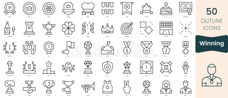 Set of Winning Icons. Thin Linear Style Icons Pack Stock Vector ...