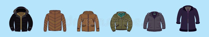 Set of Winter Coat Cartoon Icon Design Template with Various Models ...