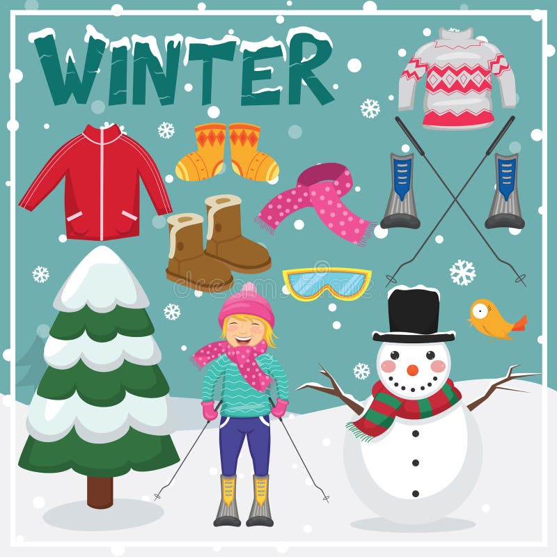 Set of Winter Elements and Illustrations Stock Vector - Illustration of ...