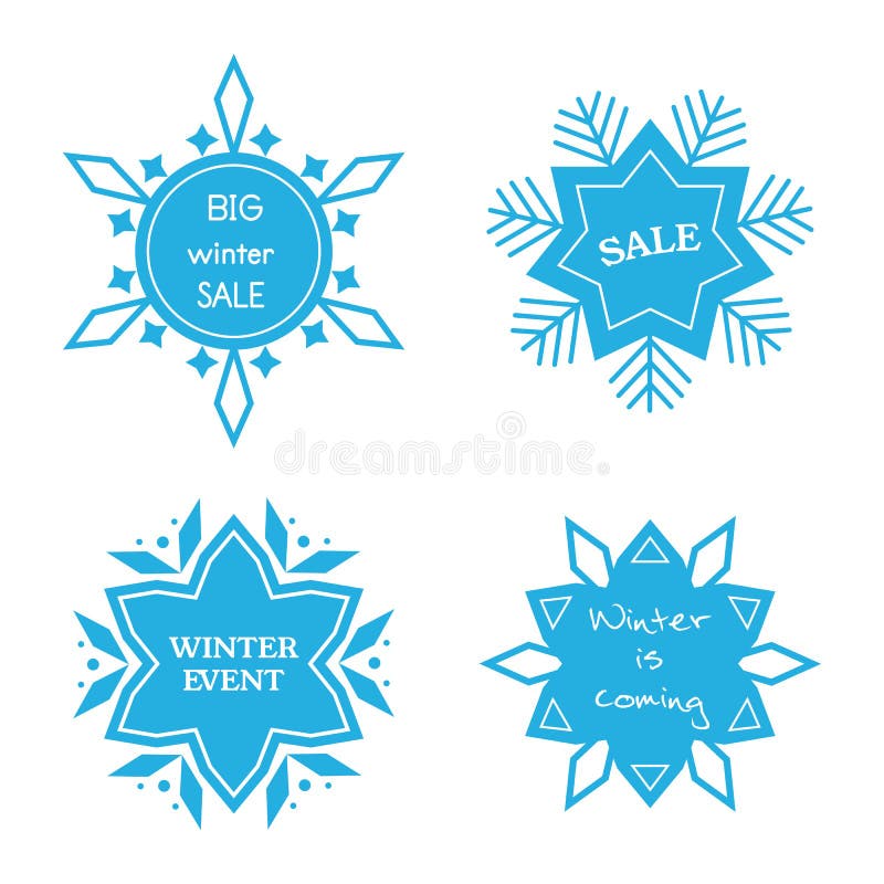 Set of Winter Emblems in the Form of Snowflakes Stock Illustration ...