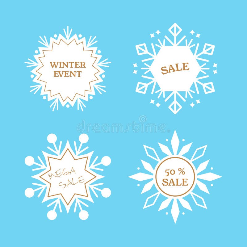 Set of Winter Emblems in the Form of Snowflakes Stock Vector ...
