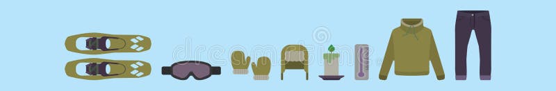 Set of Winter Essential Cartoon Icon Design Template with Various ...